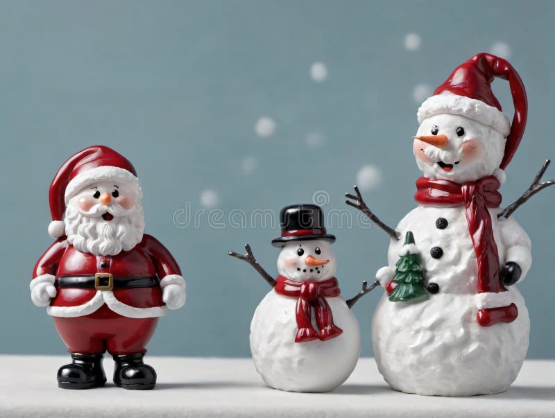 Three Snowmen in a Row. Generative AI Stock Illustration - Illustration ...
