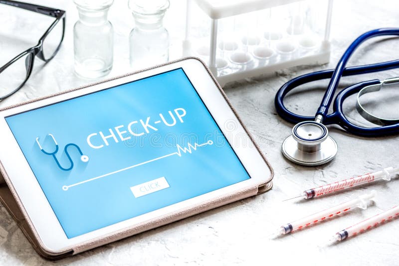 Concept Time Health Check Up on White Background Top View Stock Photo ...