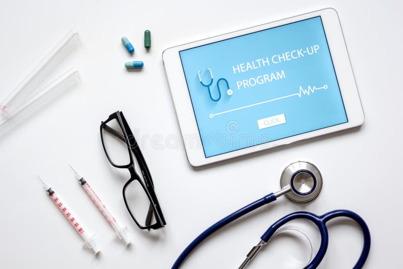 Concept Time Health Check Up on White Background Stock Photo - Image of ...