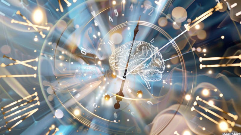 Concept of Time and Imagination with Brain and Clock Elements ...