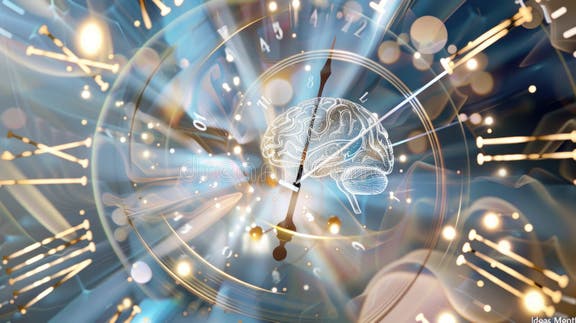 Concept of Time and Imagination with Brain and Clock Elements ...