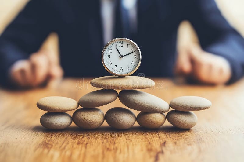 Concept of Time Management and Balance with Clock and Stones Stock ...