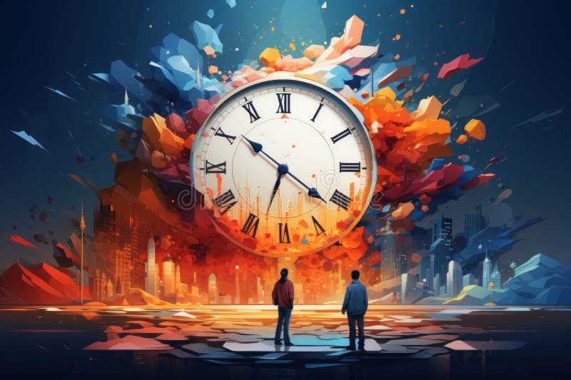Concept of Time Management with Man and Big Clock. Generative AI Stock ...