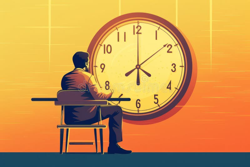 Concept of Time Management with Man and Big Clock. Generative AI Stock ...