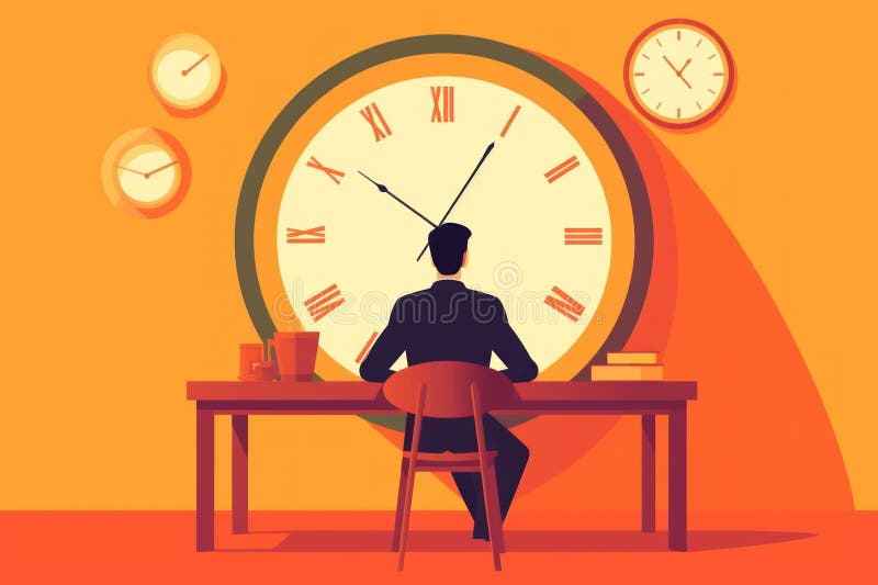 Concept of Time Management with Man and Big Clock. Generative AI Stock ...