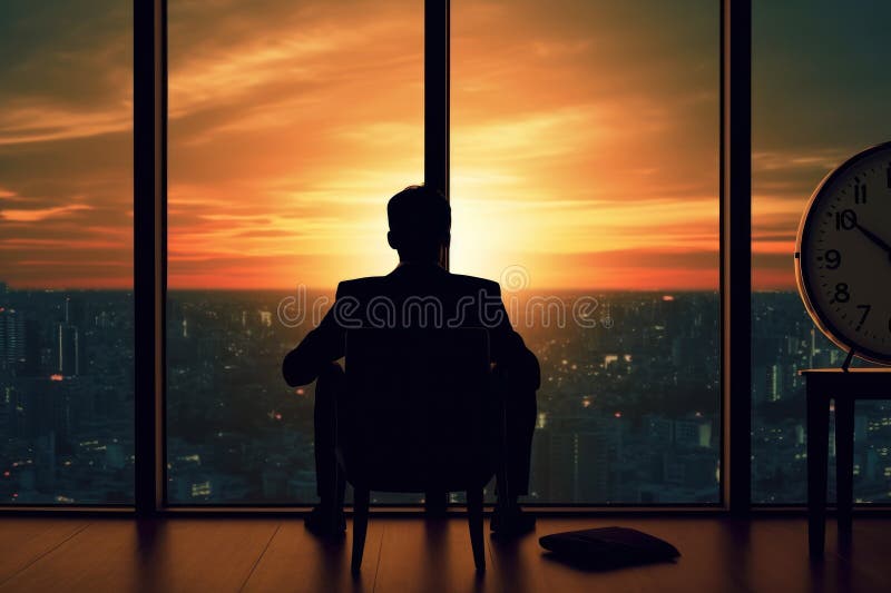 Concept of Time Management with Man and Big Clock. Generative AI Stock ...