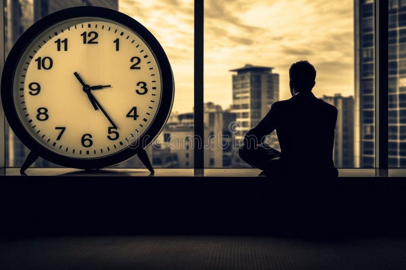Concept of Time Management with Man and Clock. Generative AI Stock ...