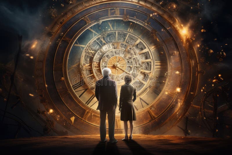 Concept of Time Passing. Apocalyptical Image of Two Elderly People ...