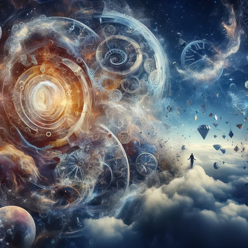 Concept of Time and Space, Surreal Fantasy Artwork. Generative AI Stock ...