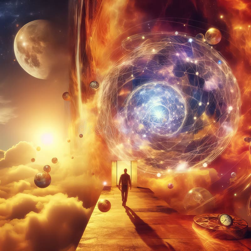 Concept of Time and Space, Surreal Fantasy Artwork. Generative AI Stock ...