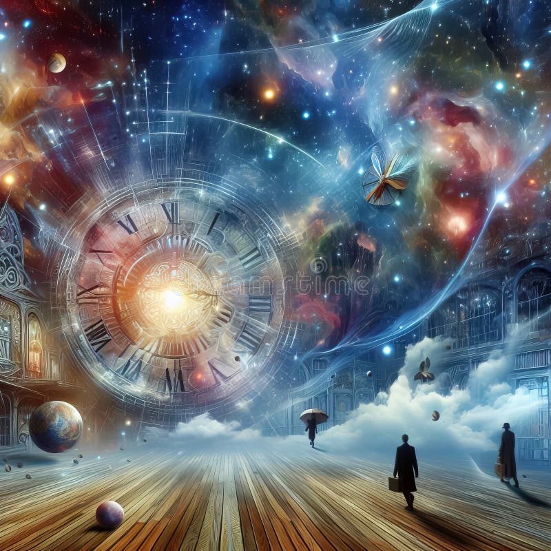 Concept of Time and Space, Surreal Fantasy Artwork. Generative AI Stock ...