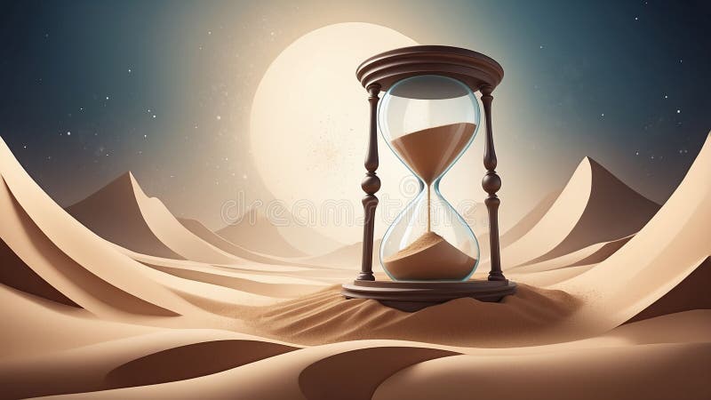Concept of Time Visualized As a Giant Hourglass with Sand Spilling into ...