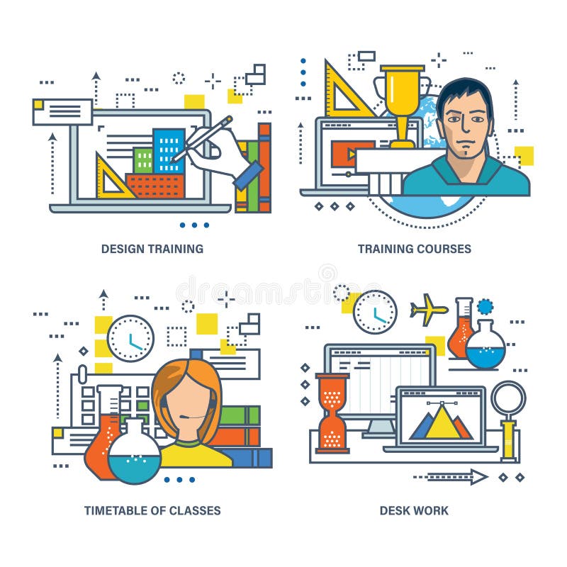 Concept of Timetable Classes, Training Courses, Desk Work Stock Vector ...