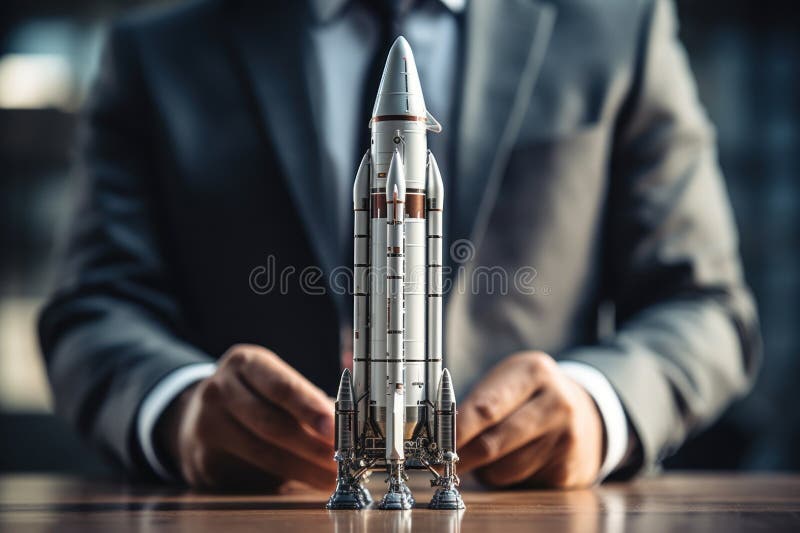 Concept To Success Hand Holding Rocket. Generative AI Stock ...
