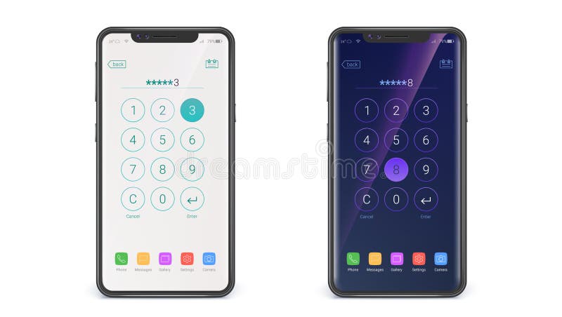 Concept of Touch Screen Smartphone, UI Design. Screen of Enter Password ...