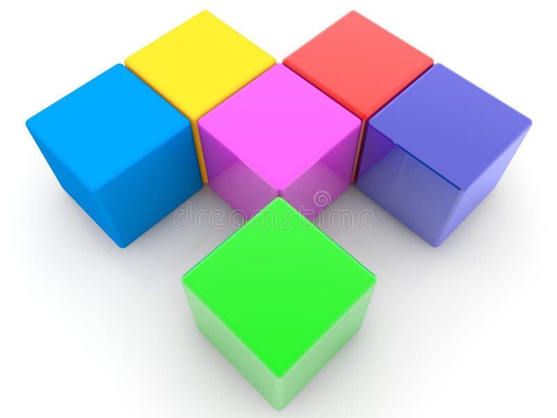 Concept of Toy Cubes in Various Colors Stock Illustration ...