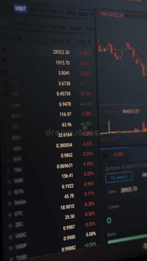 The Concept of Trading on a Cryptocurrency Exchange.Stock Market Chart ...