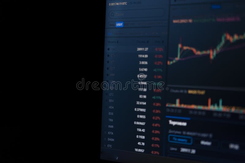 The Concept of Trading on a Cryptocurrency Exchange.Stock Market Chart ...