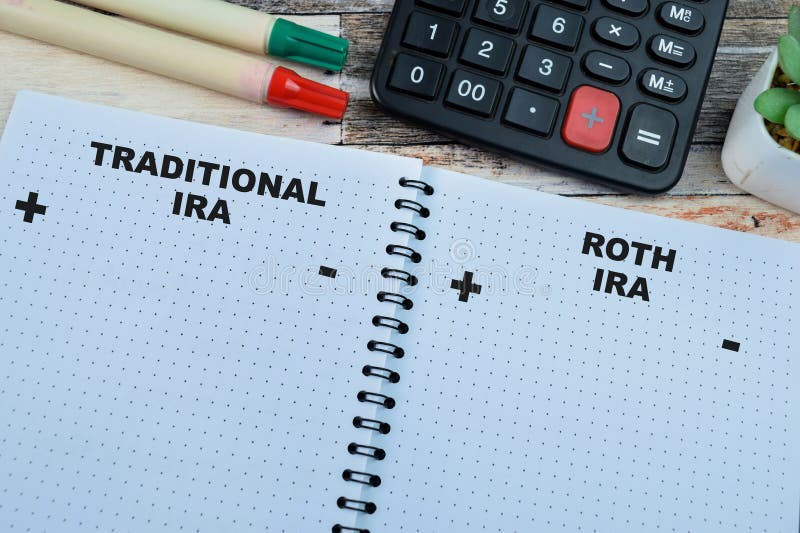 Concept of Traditional IRA and Roth Ira Write on Book Isolated on ...