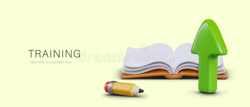 Concept of Training and Development. Green Arrow Up Next To Book and ...