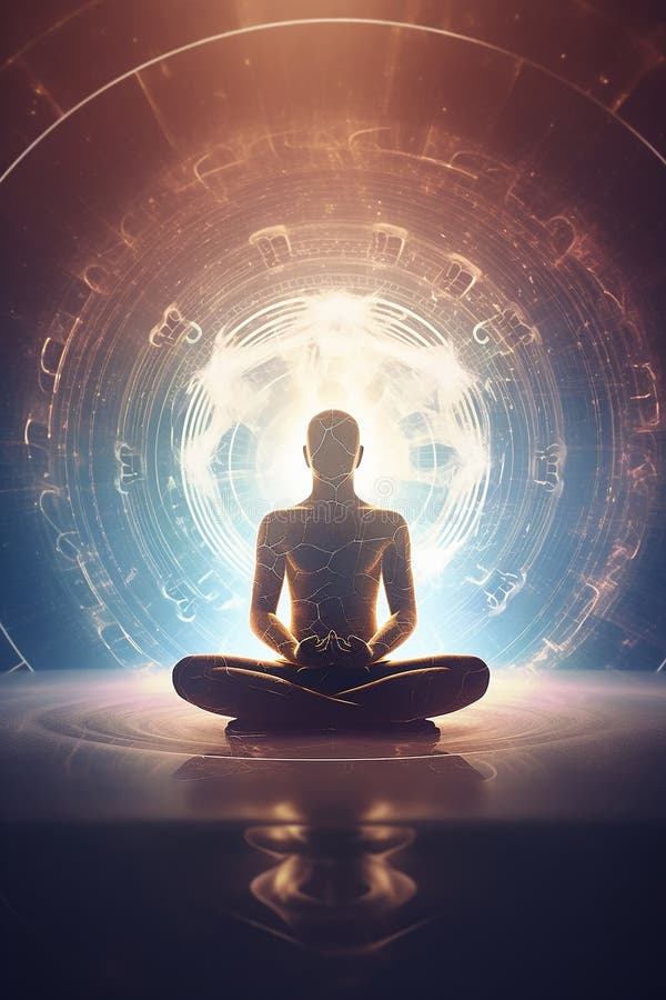 Concept of Transcendental Meditation and Concentration with Laptop ...