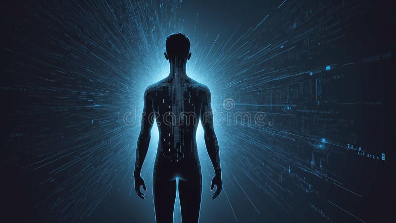 Concept of Transformation Shown As a Human Figure Turning into Digital ...