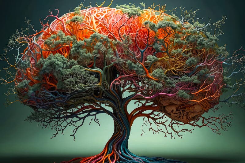 Concept of the Tree of the Intricate Nervous System and Veins Ending in ...