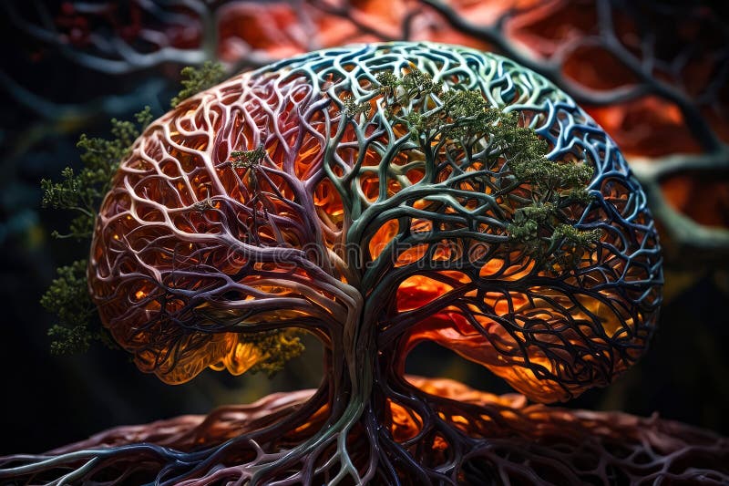 Concept of the Tree of the Intricate Nervous System and Veins Ending in ...