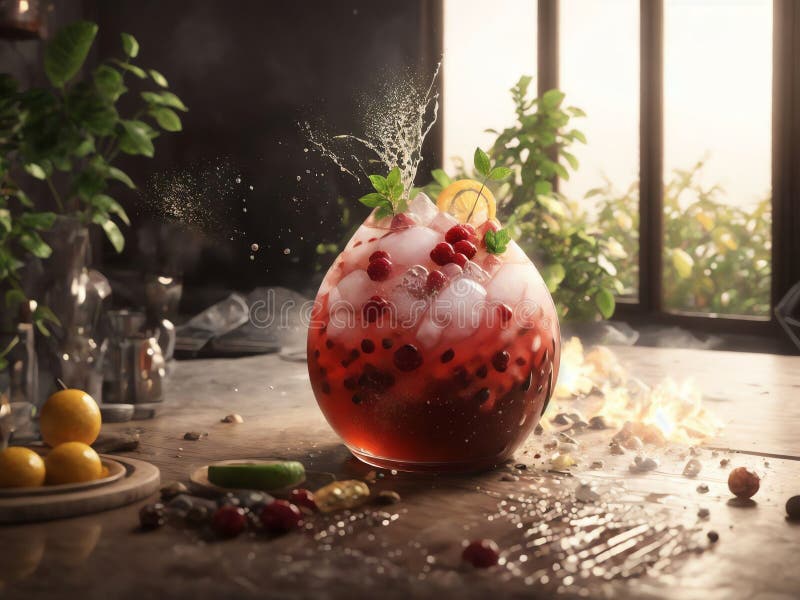 Tropical Cocktail Explosion .AI Generated Stock Illustration ...