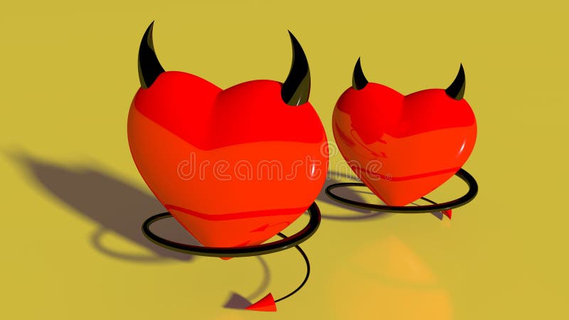 Concept of Two Devil Hearts Stock Illustration - Illustration of ...