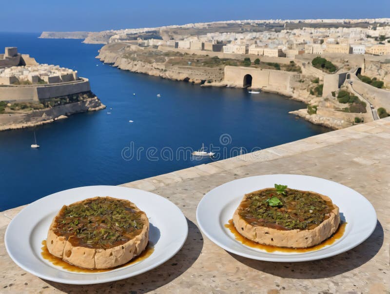 Two White Plates on a Table. Generative AI Stock Illustration ...
