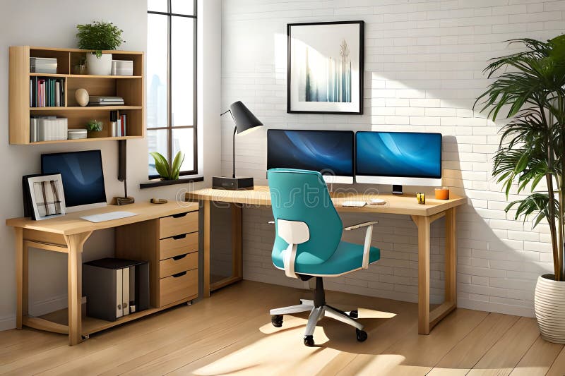 Unique Kawaii Home Computer Setup. Comfortable Cute Working Place Stock ...