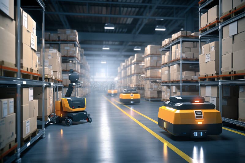 Concept of Unmanned Automated Warehouse with Robots. Artificial ...