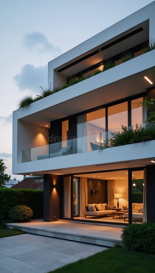 Urban Futureinspired Image Showcasing a Sleek Modern Residence with ...
