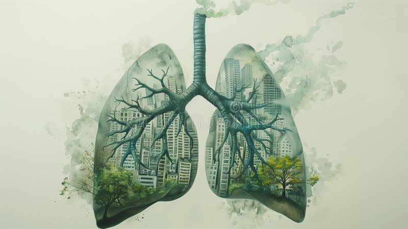 Concept of Urbanization and Deforestation with Air Pollution. Stock ...