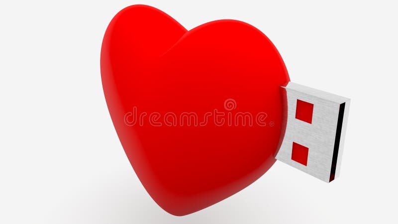 Concept of USB Memory Stick in Heart Form Stock Illustration ...