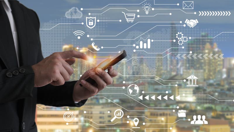 Concept Using Global Phone Connection To Communicate Stock Photo ...