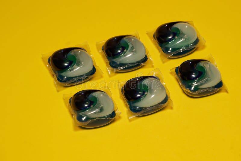 Gel Capsules for Washing in the Washing Machine. Stock Photo - Image of ...