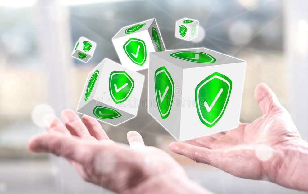 Concept of validation stock image. Image of shield, hand - 320416781