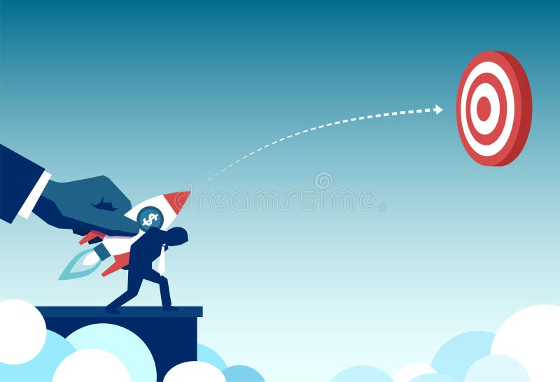 Leader Launching Worker into Target Stock Illustration - Illustration ...