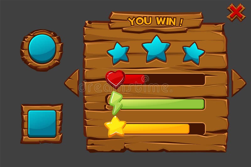 Vector Game Ui Big Kit. Template Wooden Menu of Graphical User ... Vector Game Ui Big Kit. Template Wooden Menu of Graphical User ...