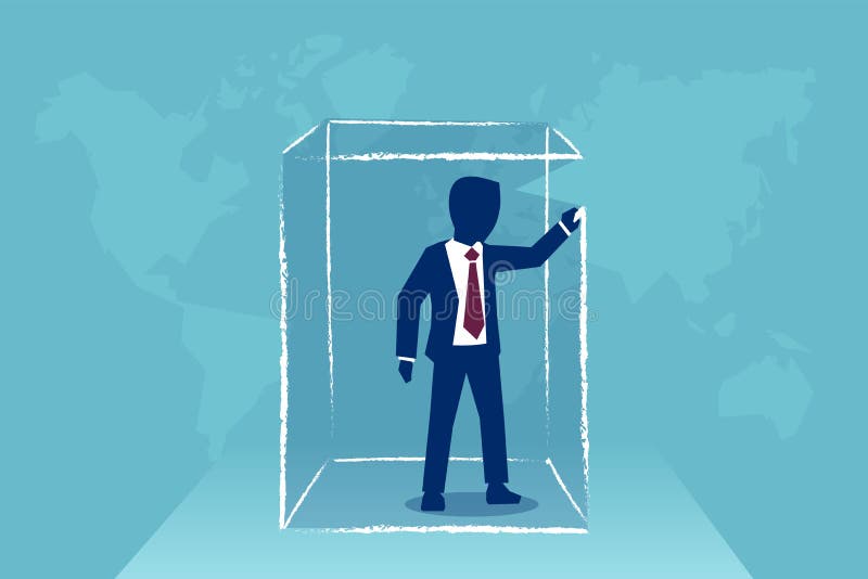 Cartoon Business Man in a Box Stock Illustration - Illustration of ...