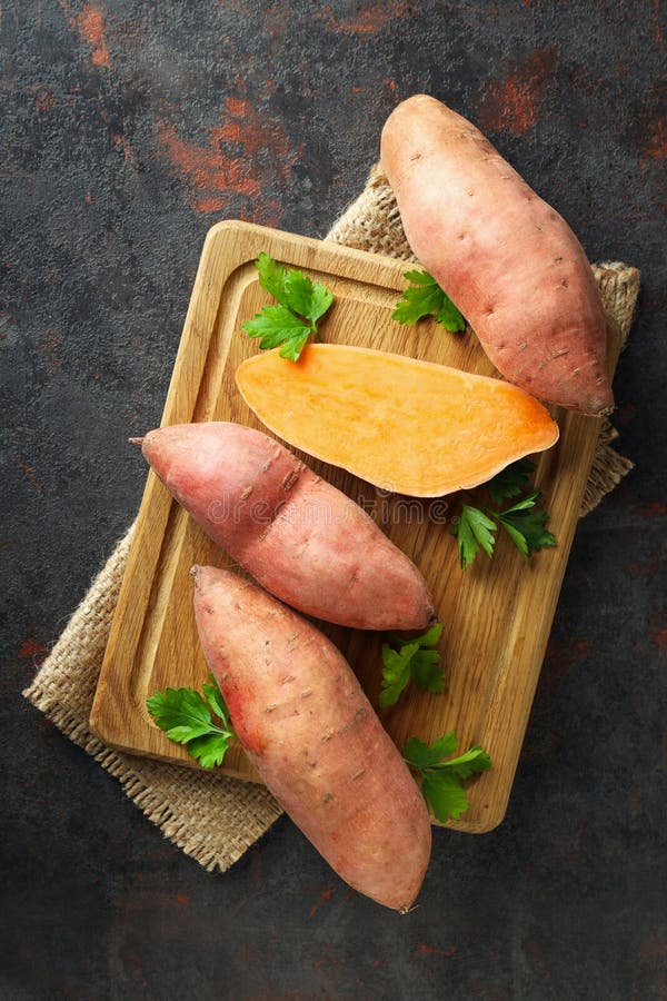 Concept of Vegetables, Sweet Potato, Top View Stock Photo - Image of ...