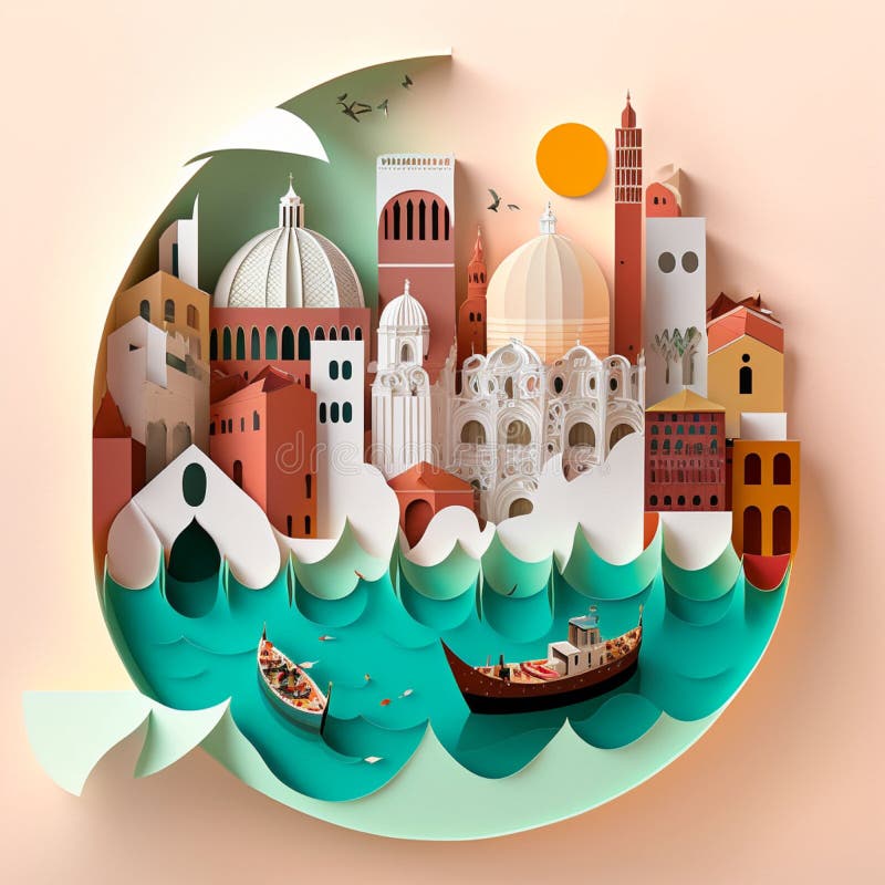 Concept of Venice from Paper Created with Generative Ai Technology ...