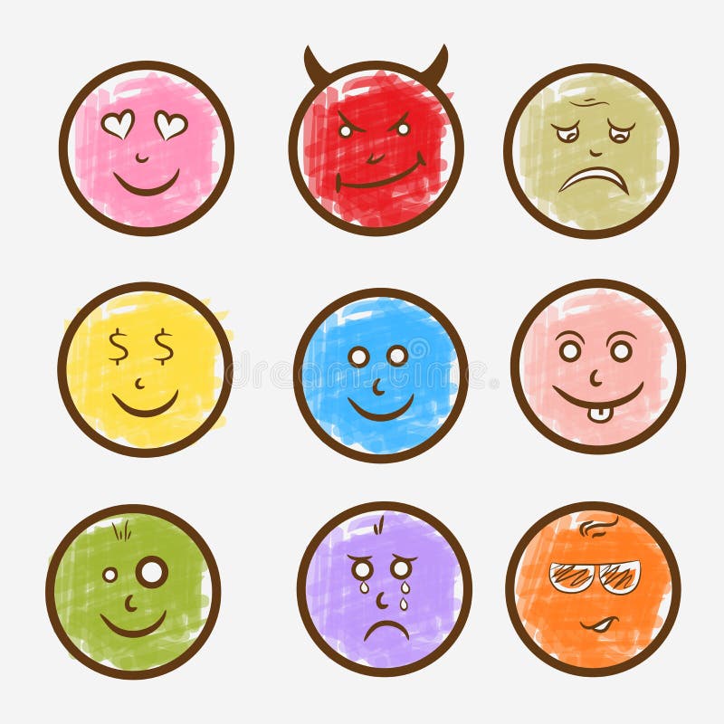 Concept Verschillende Emoties Stock Illustratie - Illustration of ...