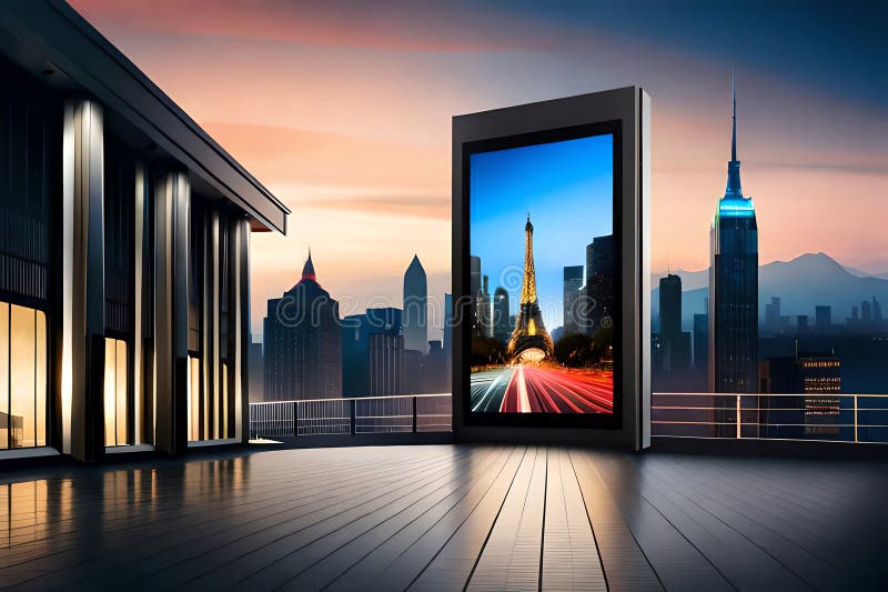 Vertical Led Billboard in Public Place with Empty Copy Space Screen for ...