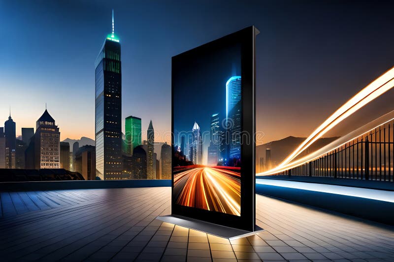 Vertical Led Billboard in Public Place with Empty Copy Space Screen for ...