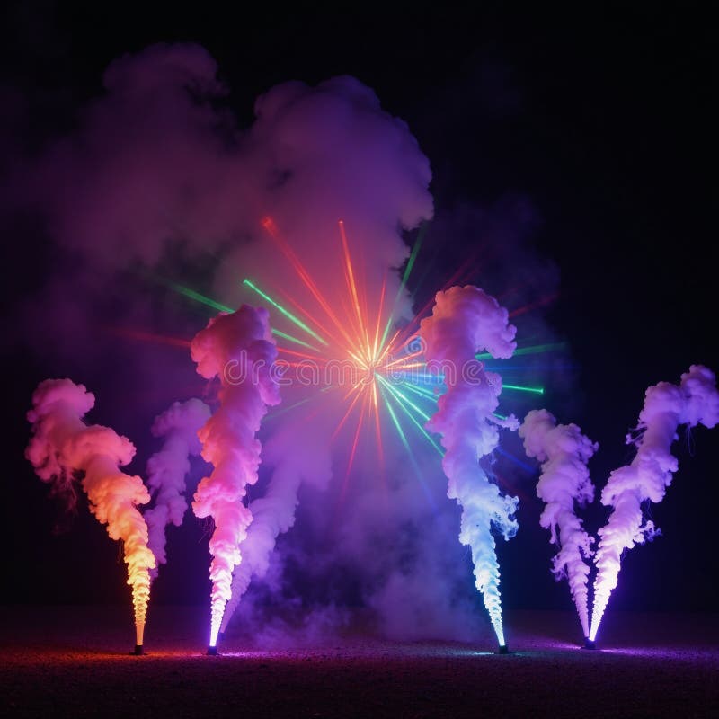 Vibrant Lights with Smoky Effects Create a Captivating Nighttime ...