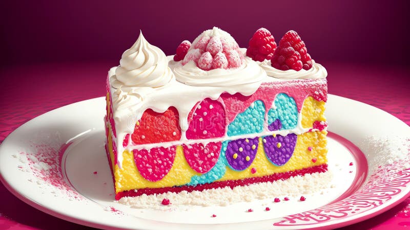 Vibrant Pop Art Raspberry Cake Illustration.AI Generated Stock ...