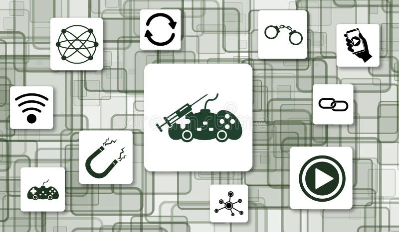 Concept of Video Game Addiction Stock Illustration - Illustration of ...